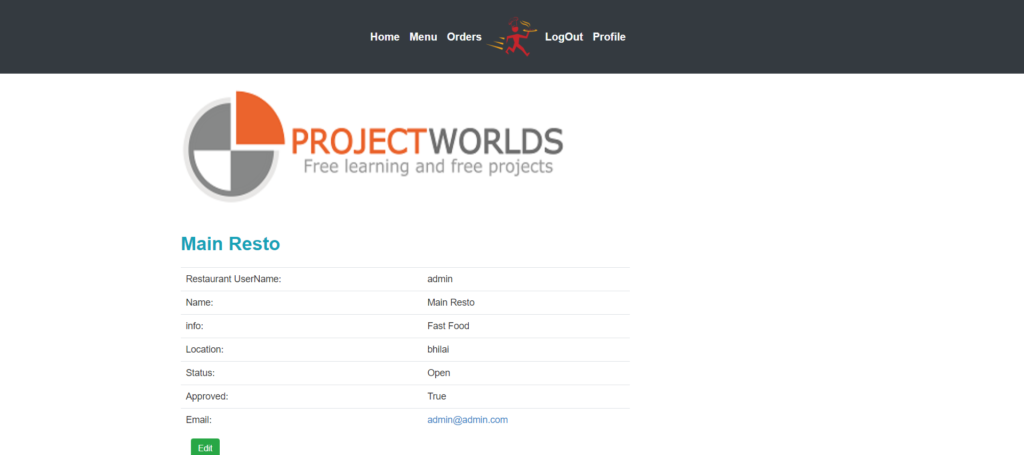 Python Django Online Food Ordering System Projectworlds Store 4717