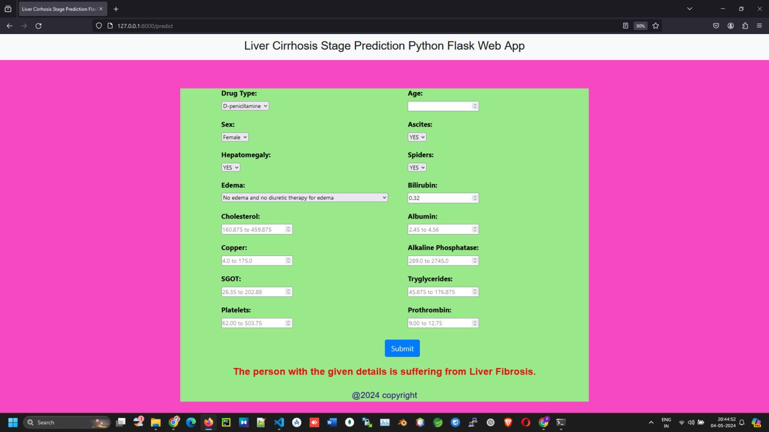 Liver Cirrhosis Stage Prediction Machine Learning Python Web App